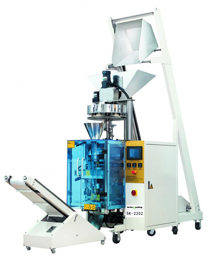 Vertical packaging machine with hopper